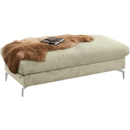 Polsterhocker W.Schillig "piedroo, Designsofa mit tollem Sitzkomfort, bequem, L-Form", beige (sahara s37), B:141cm H:42cm T:70cm, Stoff S37 (100% Polyester): Luxus-Microfaser in Lederoptik, Hocker, Polsterhocker, F&uuml;&szlig;e in Silber matt