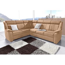 Sit & More Ecksofa SIT & MORE "Basel L-Form", braun (cafe), B:261cm H:98cm T:211cm, Altara Nubuck, Luxus-Microfaser (100% Polyester;PRIMABELLE-Microfaser, Luxus-Microfaser (100% Polyester;SOFTLUX-Kunstleder;NaturLEDER (echtes Rindsleder), Sofas, Ecksofa, wahlweise mit Relaxfunktion