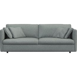 3-Sitzer FLEXLUX "Lovane", blau (sky blau), B:219cm H:84cm T:117cm, 62% Polyester/14% Cotton/7% Linen, Sofas, 3-Sitzer, Weich & anschmiegsam, gro&szlig;e Sitztiefe auf Kaltschaum, Dekokissen inkl.