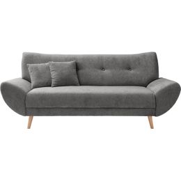 3-Sitzer Home Affaire "Basta", graubraun, B:205cm H:82cm T:87cm, 100% Polyester, Sofas, 3-Sitzer