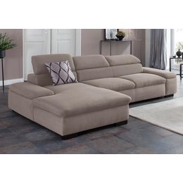 Ecksofa Home Affaire "Alberto L-Form", grau, B:286cm H:73cm T:174cm, 100% Polyester;Luxus-Microfaser ALTARA NUBUCK (100% Polyester);Luxus-Microfaser weich (90% Polyester, 10% Polyamid);Microfaser Antiklederoptik, Sofas, Ecksofa, mit Kopfteilverstellung, wahlweise mit Bettfunktion