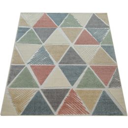 Teppich Paco Home "Stilo 860", bunt (mehrfarbig), B:160cm H:12mm L:230cm, Polypropylen, Teppiche, Teppich, Kurzflor, 3D-Patchwork Design, In- und Outdoor geeignet, Wohnzimmer