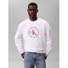 Sweatshirt Calvin Klein Jeans, Herren, Gr. L, hellwei&szlig;, Sweatware, Obermaterial: 92% Baumwolle, 8% Polyester, unifarben, regular fit normal, Rundhals, eingesetzt B&uuml;ndchen, Sweatshirts Sweatshirt, Regular fit mit Rundhalsausschnitt