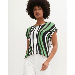 Kurzarmshirt Inspirationen "Streifenshirt", Damen, Gr. 44, gr&uuml;n (wei&szlig;, apfel, gestreift), 95% Viskose, 5% Elasthan, gemustert, gestreift, Rundhals, Shirts Kurzarmshirt