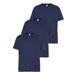 T-Shirt Fruit of the Loom, Herren, Gr. XL (56/58), blau (navy, navy, navy), Single Jersey, Obermaterial: 100% Baumwolle, Basic, schmal, Rundhals, ohne B&uuml;ndchen, Shirts T-Shirt, mit Rundhalsausschnitt, Topseller
