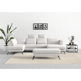 Sit & More Wohnlandschaft SIT & MORE "Lindholm U-Form", silber, B:342cm H:88cm T:188cm, Sofas, Wohnlandschaft, mit Sitztiefenverstellung und Federkern