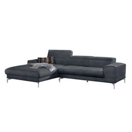 Ecksofa W.Schillig "piedroo, Designsofa mit tollem Sitzkomfort, bequem und elegant, L-Form", blau (marine r66), B:303cm H:70cm T:193cm, Chenille-Flachgewebe R66 (85% Polyester, 15% Nylon), Sofas, Ecksofa, Kopfteilverstellung, wahlweise mit Sitztiefenverstellung, Breite 303cm