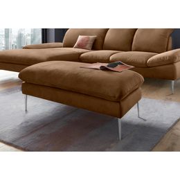 Hocker W.Schillig "enjoy&MORE", braun (chocolate s37), B:106cm H:45cm T:71cm, Chenille-Flachgewebe R66 (85% Polyester, 15% Nylon);Longlife Xtra-Leder Z59: Glattleder mit modischer Pr&auml;gung. Hautst&auml;rke 0, 9 - 1, 1 mm;Stoff S37 (100% Polyester), Hocker, Hocker, F&uuml;&szlig;e Chrom gl&auml;nzend, Breite 106 cm