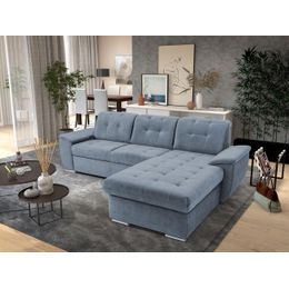 Ecksofa exxpo - SOFA FASHION "Derby Inkl. Kopfteilverstellung, wahlw. Bett & Bettkasten, L-Form", blau (light denim), B:277cm H:92cm T:206cm, Sofas, Ecksofa, EXTRA an Komfort zum Relaxen, Entspannen und Wohlf&uuml;hlen