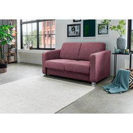 Schlafsofa Home Affaire "Mia Probleml&ouml;ser Sofa, Einzelauszug, Bettsofa, zeitlos und bequem", lila (brombeere), B:159cm H:88cm T:87cm, 100% Polyester, Sofas, Schlafsofa, mit 2 Einzelausz&uuml;gen als L&auml;ngsschl&auml;fer