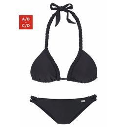 Triangel-Bikini Buffalo, Damen, Gr. 36, Cup C/D, schwarz, Polyamid, Flechtoptik, Bikini-Sets Triangel-Bikini, mit geflochtenen Details