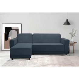 Ecksofa DOREL HOME "Allie Schlafsofa 230 cm mit Relaxfunktion in der R&uuml;ckenlehne", blau, B:230cm H:82cm T:154cm, 100% Polyester, Sofas, Ecksofa, Schlaffunktion (108/194,5cm), trendiger Cord o. pflegeleichter Velours