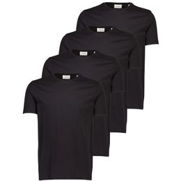T-Shirt LINDBERGH, Herren, Gr. M, schwarz, Single Jersey, Obermaterial: 100% Baumwolle, unifarben, relaxed fit h&uuml;ftbedeckend, Rundhals, Shirts T-Shirt, mit Rundhalsausschnitt im 4-er Pack