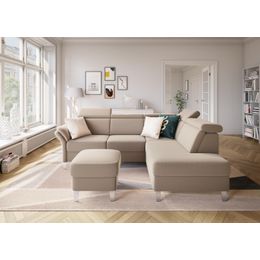 Sit & More Ecksofa SIT & MORE "Vincenzo L-Form", braun (macchiato), B:245cm H:84cm T:193cm, Sofas, Ecksofa, inklusive Kopfteilverstellung, wahlweise mit Bettfunktion, Bettkasten