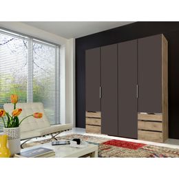 Kleiderschrank wimex "Level by fresh to go", grau (plankeneichefarben, graphit), B:200cm H:216cm T:58cm, Schr&auml;nke, Kleiderschrank, mit Schubladen
