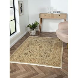 Teppich "Maryam 2", beige (cream, beige), B:140cm H:7,5mm L:200cm, Polypropylen (PP), MyFlair M&Ouml;BEL & ACCESSOIRES, Teppiche, Teppich, Kurzflor, Orient Optik, edler Glanz, mit Fransen, besonders weich