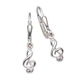 Paar Ohrh&auml;nger Firetti "Schmuck Geschenk Silber 925 Ohrschmuck Patentbrisur Notenschl&uuml;ssel", silber (silberfarben, kristallwei&szlig;, kristallwei&szlig;), Ohrringe, Damen, Silber 925 (Sterlingsilber), Paar Ohrh&auml;nger, mit Zirkonia (synth.)