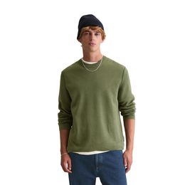 Marc O'Polo Rundhalspullover MARC O'POLO DENIM, Herren, Gr. M, schwarz moss, Strick, Obermaterial: 70% Baumwolle, 30% Lyocell, regular fit normal, Rundhals, Rippb&uuml;ndchen, Pullover Rundhalspullover, regular fit, aus Double-Face-Cotton