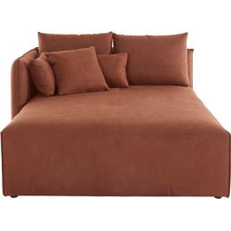 Ottomane OTTO HOME "N&ouml;re", braun (cognac), B:138cm H:86cm T:168cm, 100% Polyester, Sofas, Ottomane, Lounge-Modul - zum eigenen Zusammenstellen, Breite 138cm, Tiefe 168cm