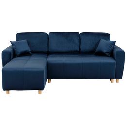 Ecksofa Home Affaire "Scania L-Form", blau, B:220cm H:86cm T:160cm, Microfaer (100% Polyester);Struktur fein (100% Polyester);Samtoptik (100% Polyester), Sofas, Ecksofa, wahlweise mit Bettfunktion und Bettkasten