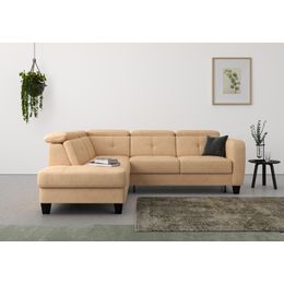 Sit & More Ecksofa SIT & MORE "Belluci L-Form", braun (macciato), B:249cm H:85cm T:195cm, Sofas, Ecksofa, inklusive Federkern, wahlweise mit Bettfunktion und Bettkasten