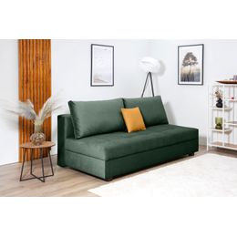 Schlafsofa Collection AB "DARIA inklusive Schlafunktion und Bettkasten", gr&uuml;n (dunkelgr&uuml;n), B:194cm H:41cm T:90cm, 100%Polyester, Sofas, Schlafsofa, Schlafsofa,Bettfunktion,Bettkasten,inklusive R&uuml;ckenkissen,Federkern