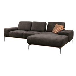 Ecksofa W.Schillig "run, Designsofa mit tollem Sitzkomfort, bequem, L-Form", grau (antracite s37), B:279cm H:88cm T:178cm, Longlife Xtra-Leder Z73: Naturwalkleder der Luxusklasse aus den erlesensten Rohh&auml;uten. Hautst&auml;rke 1, 1 &ndash; 1, 3 mm;ROHLEDER Jacquard-Flachgewebe Q2 W60 (63% Polyester, 37% Polyacryl);ROHLEDER Chenille-Flachgewebe Q2 W77 (68% Polyacryl, 32% Polyester);Stoff S37 (100% Polyester), 