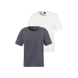 T-Shirt John Devin, Herren, Gr. L (52/54), grau (grau, creme), Single Jersey, Obermaterial: 100% Baumwolle, unifarben, Basic, relaxed fit normal, Rundhals, offene Kante, Shirts T-Shirt, Relaxed Fit, Kurzarm, Freizeitshirt mit Rundhals aus reiner Baumwolle