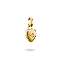 Charm Herz Thomas Sabo "Charm Herz mit Stern - Connect", gold (gelbgoldfarben, kristallwei&szlig;, kristallwei&szlig;), Charms, Damen, Silber 925 (recycelt), Charm Herz, mit Rubin (synth.), Zirkonia (synth.)