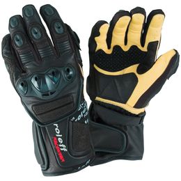 Motorradhandschuhe Roleff "RO 69" Gr. M, schwarz (schwarz, beige), Handschuhe, M, Obermaterial: 90% Rindsleder, 10% Polyester. Innenfutter: 100% Polyester, Motorradhandschuhe, winddicht