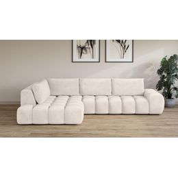 Ecksofa OTTO HOME "AZITA L-Form, XXL 352 cm Designsofa in Bubble-Opitk", beige, B:352cm H:72cm T:210cm, 100% Polyester, Sofas, Ecksofa, lose R&uuml;ckenkissen, traumhafte Steppung