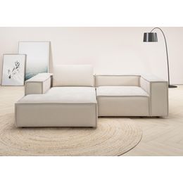 Ecksofa Home Affaire "Watertown, kompakte L-Form, 246 cm breite f&uuml;r kleinere R&auml;ume", beige (nature), B:246cm H:68cm T:171cm, 94% Polyester, 6% Nylon, Sofas, Ecksofa, modernes Ecksofa mit Feincordbezug, platzsparend & bequem