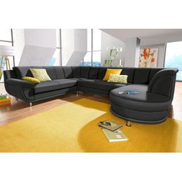 Wohnlandschaft Trendmanufaktur "Rondo, U-Form", schwarz, B:320cm H:85cm T:94cm, Softlux-Kunstleder;Primabelle-Microfaser;NaturLeder (handschuhweiches Rindsleder in Sitz und R&uuml;cken mit SOFTLUX-Kunstleder als Korpus-Bezug);Struktur (23% Polyacryl, 77% Polyester), Sofas, Wohnlandschaft, inkl.Federkern, wahlweise mit Bettfunktion