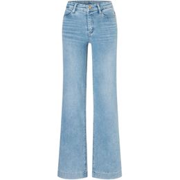 Weite Jeans MAC "Dream Wide authentic", Damen, Gr. 36, L&auml;nge 32, summer blau clouds wash, Denim/Jeans, Obermaterial: 92% Baumwolle, 5% Elastomultiester, 3% Elasthan, straight fit lang, Jeans Weite Jeans, mit formendem Shaping-Effekt