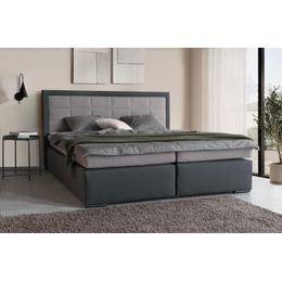Boxspringbett Collection AB "30 Jahre Jubil&auml;ums-Modell Athena", grau (anthrazit, grau), B:193cm L:208cm, Holzwerkstoff, Spanplatte, Komplettbetten, Boxspringbett, in H2,H3 & H4, wahlweise mit LED-Leiste