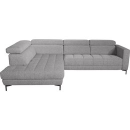 Ecksofa Alina "Bahira", grau (hellgrau tat 9), B:280cm H:105cm T:222cm, Struktur TAT (100% Polyester), Sofas, Ecksofa, Inkl. R&uuml;ckenlehnen- und Sitztiefenverstellung, Breite 280 cm