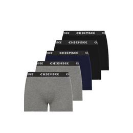Boxershorts Chiemsee, Herren, Gr. XL, 5 Stk., bunt (grau, schwarz, marine), Single Jersey, Graumeliert (Obermaterial): 71% Baumwolle, 24% Viskose, 5% Elasthan. Obermaterial: 95% Baumwolle, 5% Elasthan, unifarben, Unterhosen Boxershorts, aus Baumwollmischung, elastischer Logobund