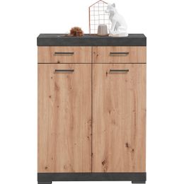 Garderobenschrank FMD, braun (matera, artisan eiche), B:80cm H:109,1cm T:34,9cm, Holzwerkstoff, Schr&auml;nke, Garderobenschrank