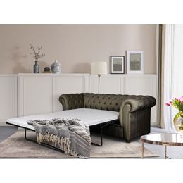 3-Sitzer Home Affaire "CHARENTE, optionale Schlafsofa, Chesterfield-Sofa, Bettfunktion", braun, B:198cm H:74cm T:89cm, 100% Polyester, Sofas, 3-Sitzer, mit edler Knopfheftung und typischen Armlehnen, B/T/H 198/89/74 cm
