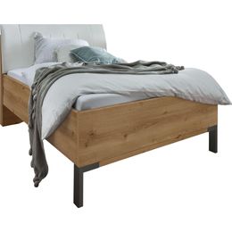 Futonbett Wiemann "Monaco, Bettgestell, Bettrahmen, komfortables Polsterkopfteil", braun (bianco, eiche, wei&szlig;), B:109cm L:218cm, Betten, Futonbett, Polsterkopfteil aus Kunstleder, verschiedene Gr&ouml;&szlig;en, in Komforth&ouml;he