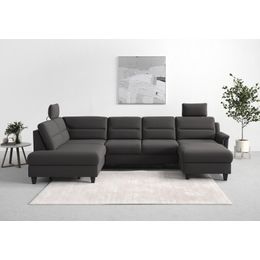 Sit & More Wohnlandschaft SIT & MORE "Far&ouml; U-Form", grau (fango), B:325cm H:90cm T:187cm, Sofas, Wohnlandschaft, inklusive Federkern, wahlweise mit Bettfunktion und Bettkasten