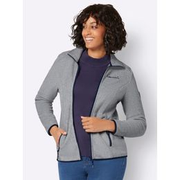 Fleecejacke Casual Looks, Damen, Gr. 50, grau (grau, meliert), 100% Polyester, unifarben, Jacken Fleecejacke