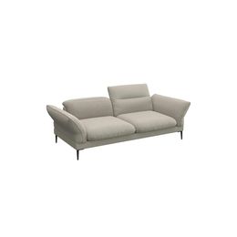 2,5-Sitzer FLEXLUX "Salino, Funktionssofa, Relaxsofa", beige (natural), B:215cm H:88cm T:105cm, 100% Polyester, Sofas, 2 5-Sitzer, Sofa mit Arm- und Kopfteil-Verstellungen, Kaltschaum & Stahl-Wellen