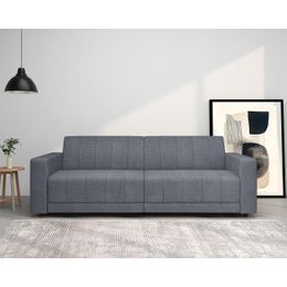 3-Sitzer DOREL HOME "Allie II Schlafsofa 225 cm", grau, B:225cm H:82cm T:91cm, 100% Polyester, Sofas, 3-Sitzer, Bett-Funktion (108/190cm), R&uuml;ckenlehne 2-teilig, mit Steppung