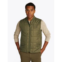 Steppweste Tommy Hilfiger "SQUARE QUILTED VEST", Herren, Gr. L, gr&uuml;n (army gr&uuml;n), Web, Obermaterial: 100% Polyester, unifarben, regular fit normal, Rundhals, Westen Steppweste, Mit Rundhalsausschnitt