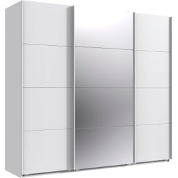 Schwebet&uuml;renschrank wimex "Norderstedt", wei&szlig; (wei&szlig;, spiegel), B:225cm H:210cm T:64cm, Holzwerkstoff, Schr&auml;nke, Schwebet&uuml;renschrank, INKLUSIVE 2 Stoffboxen und 2 zus&auml;tzliche Einlegeb&ouml;den, mit Spiegel