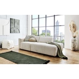 2-Sitzer Home Affaire "Noord mit Kedernaht, Breite 227 cm", beige (cream), B:227cm H:71cm T:96cm, 92% Polyester; 8% Nylon, Sofas, 2-Sitzer, Cord, Struktur, Webstoff, mit Wellenunterfederung, Massivholzrahmen