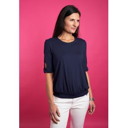 Rundhalsshirt Seidel Moden, Damen, Gr. 44, blau (navy,69), Jersey, Obermaterial: 95% Viskose, 5% Elasthan, Rundhals, mit Cut Outs, Shirts Rundhalsshirt, mit Cut-Out Details, MADE IN GERMANY