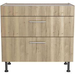 Unterschrank Optifit "Klara", braun (wildeiche), B:90cm H:87cm T:58,4cm, Holzwerkstoff, Schr&auml;nke, Unterschrank, Breite 90 cm