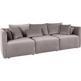 3-Sitzer OTTO HOME "N&ouml;re", grau (hellgrau), B:262cm H:74cm T:90cm, Samtoptik (100% Polyester), Sofas, 3-Sitzer, 3 Teile, in vielen Bezugsqualit&auml;ten und Farben s. auch "N&ouml;re"